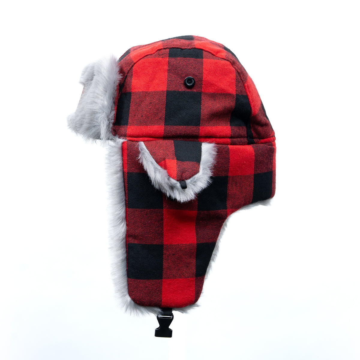 HAT, TRAPPER STYLE IN RED CHECK W/PATCH – Tigercat Outfitters